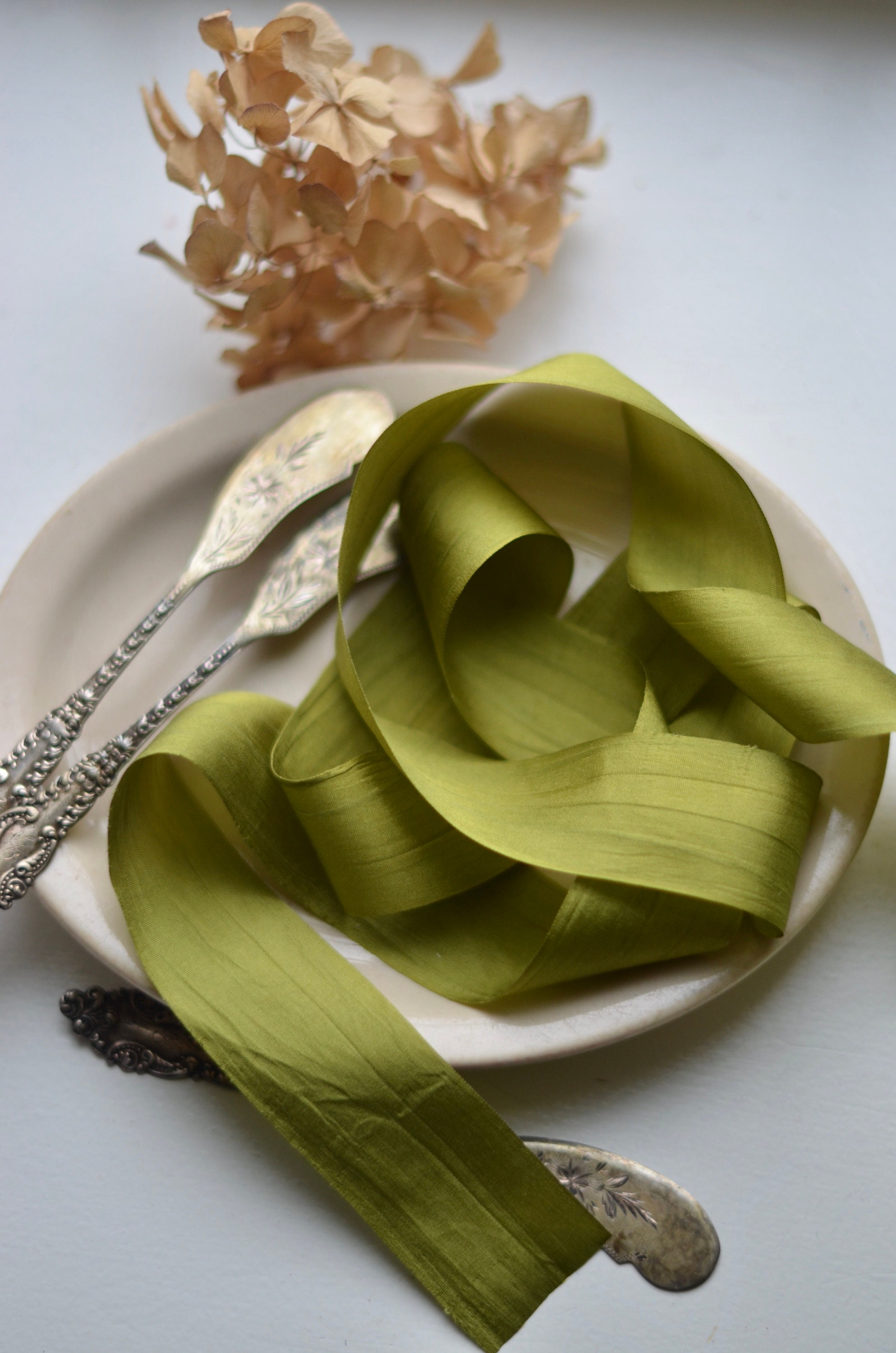 Mossy Green Chartreuse Silk Ribbon - Etsy