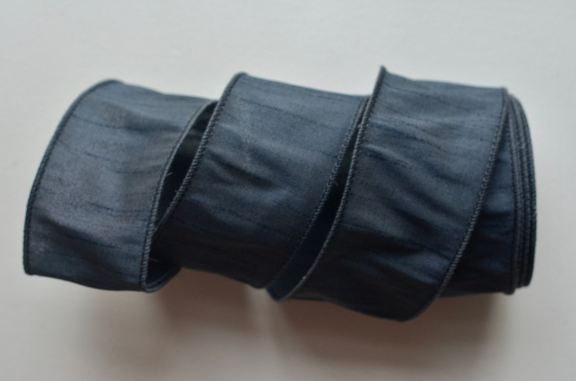 10 Yard Roll of Dark Denim Wired Ribbon | Etsy