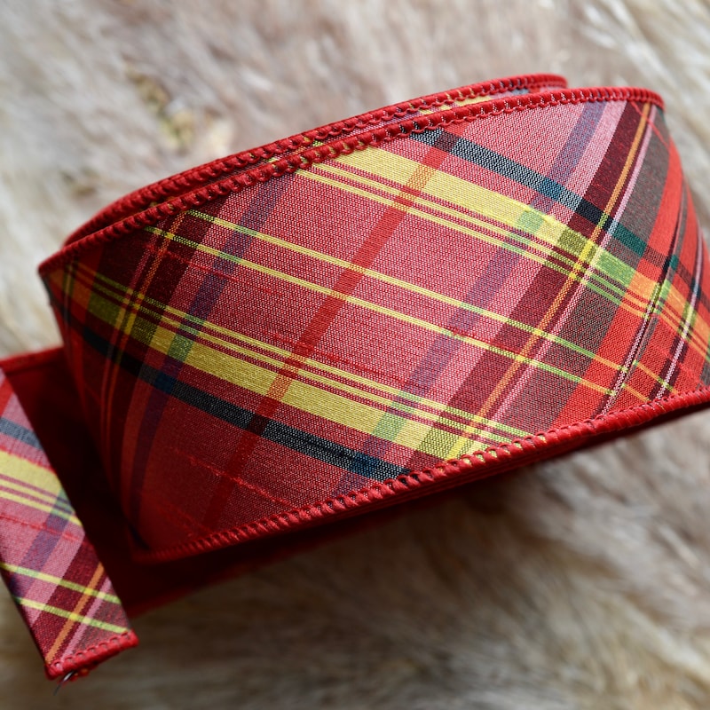 Red Plaid Ribbon - Etsy