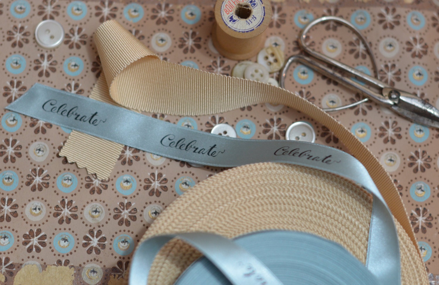 Sky Blue Satin Ribbon With Black Printed Celebrate - Etsy