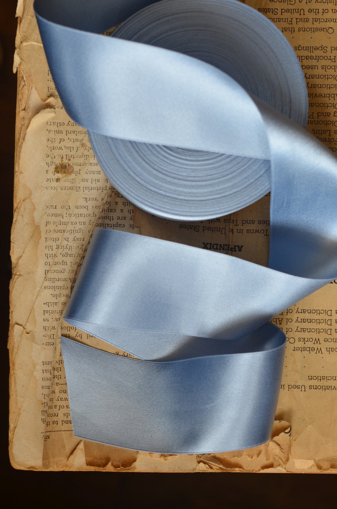Light Misty Blue Silk Satin 2" Wide Ribbon - Etsy