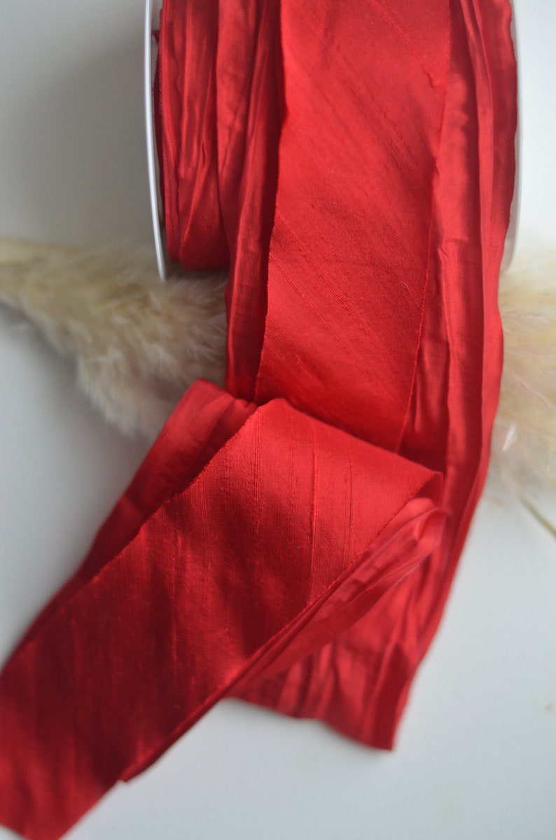 Poppy Red Dupioni Silk Ribbon - Etsy