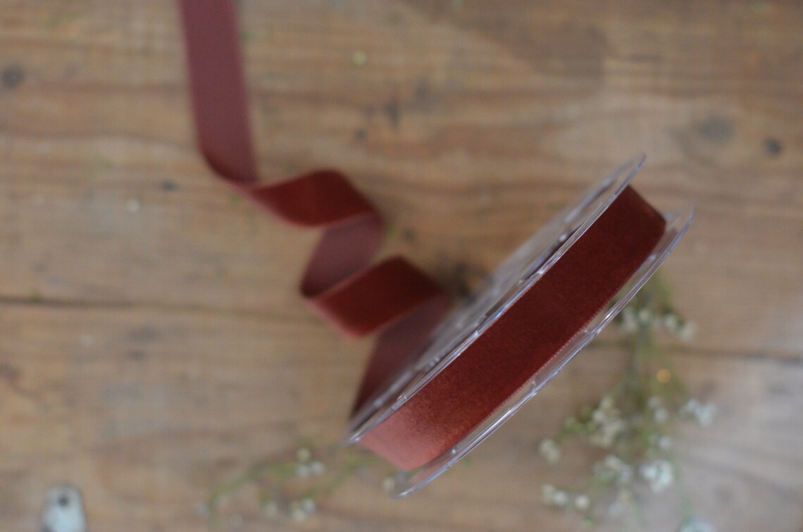 Burnt ruby red 7/8 wide swiss velvet | Etsy