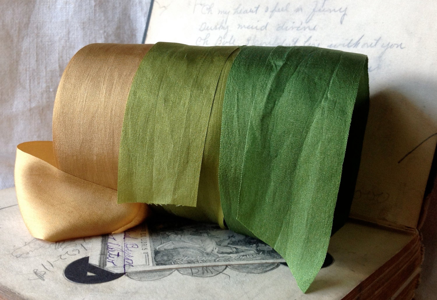 Green silk 1.25 ribbon | Etsy