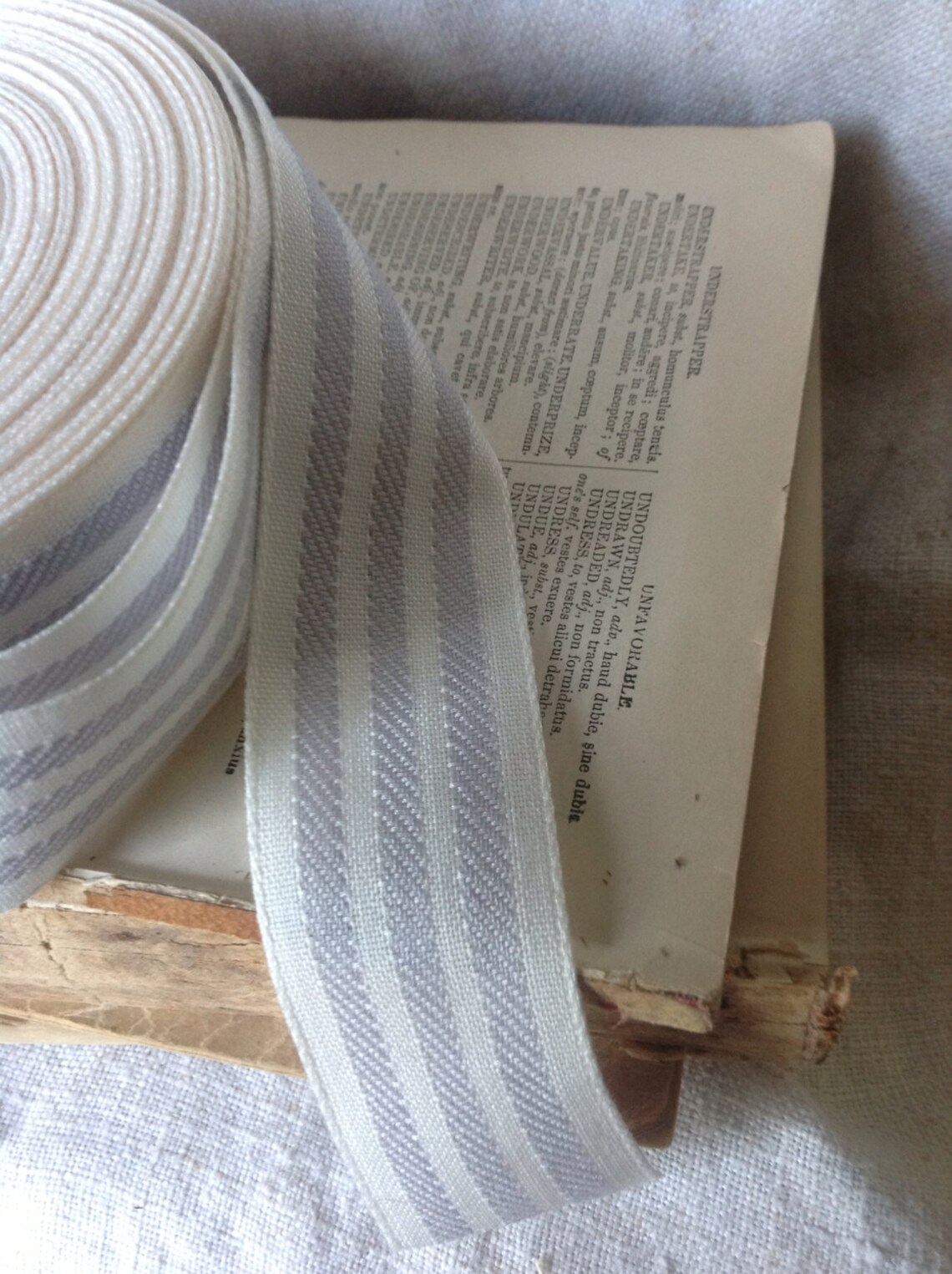 25 Yard Roll of Grey and Cream Striped Ribbon - Etsy