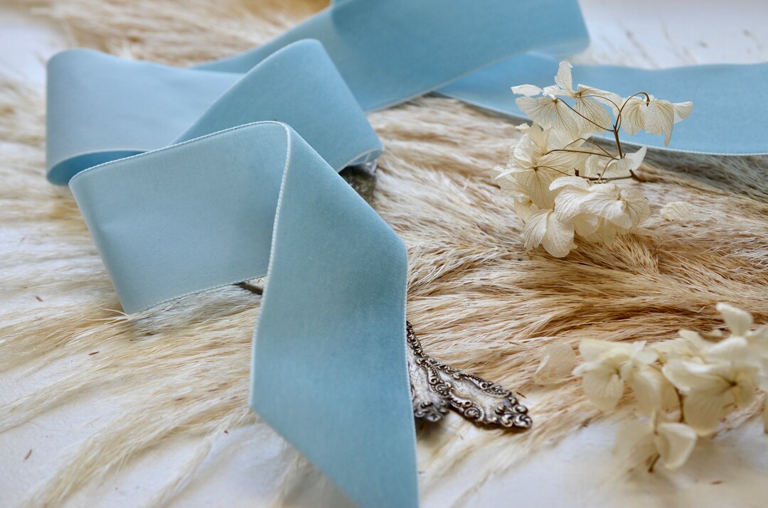 Forget-me-not Blue 2" Swiss Velvet Ribbon - Etsy