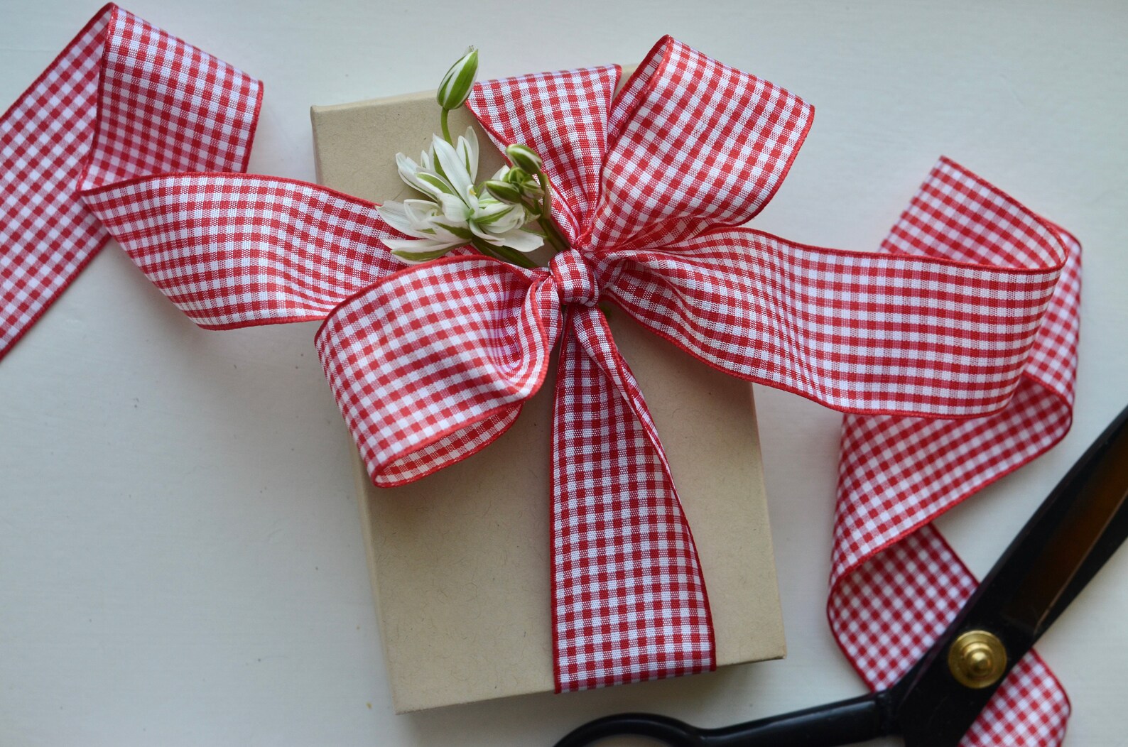 Red and White English Check Ribbon - Etsy