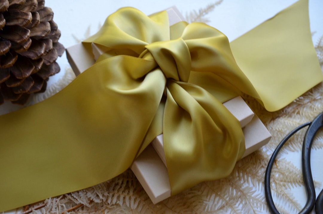 Gold Chartreuse 4" or 2 1/4" Satin Ribbon - Etsy