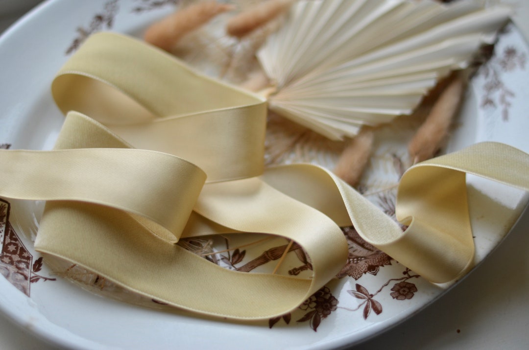 Flax Cream 1" 24mm or 38mm 1 1/2" Velvet Satin - Etsy