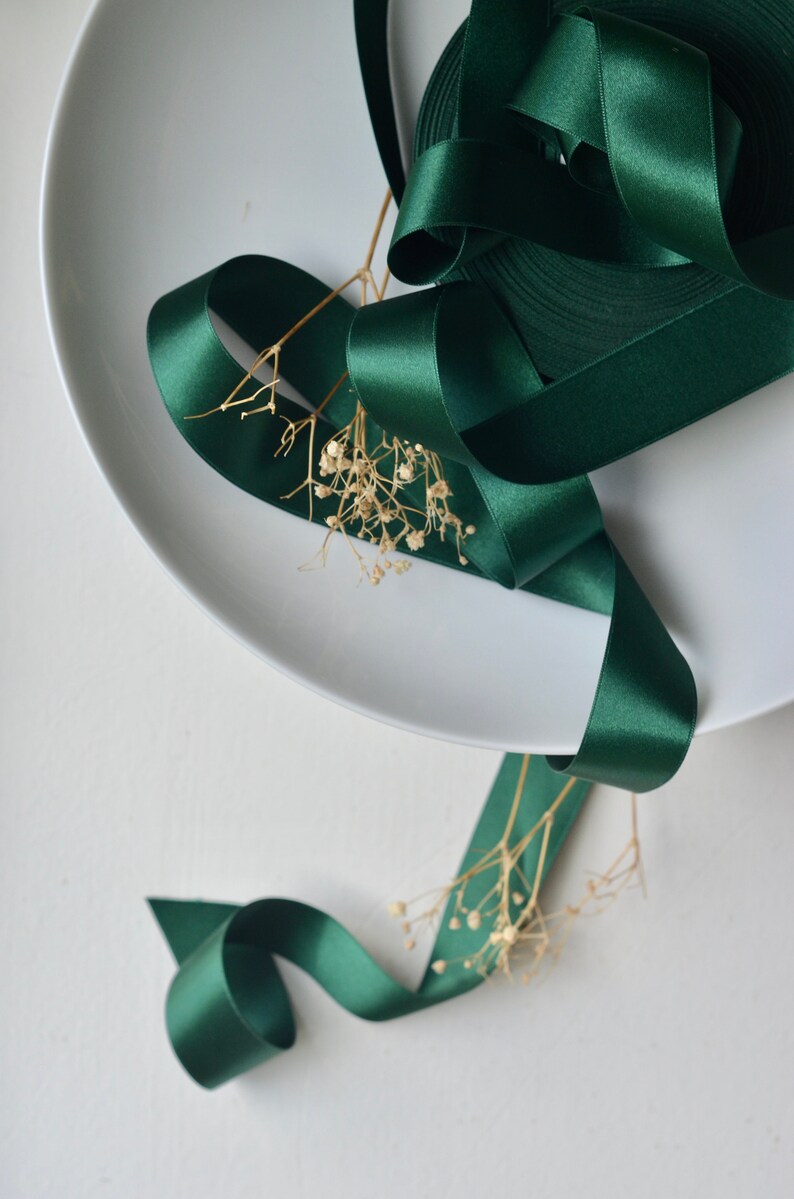 Dark Emerald Green Penta Satin Ribbon - Etsy