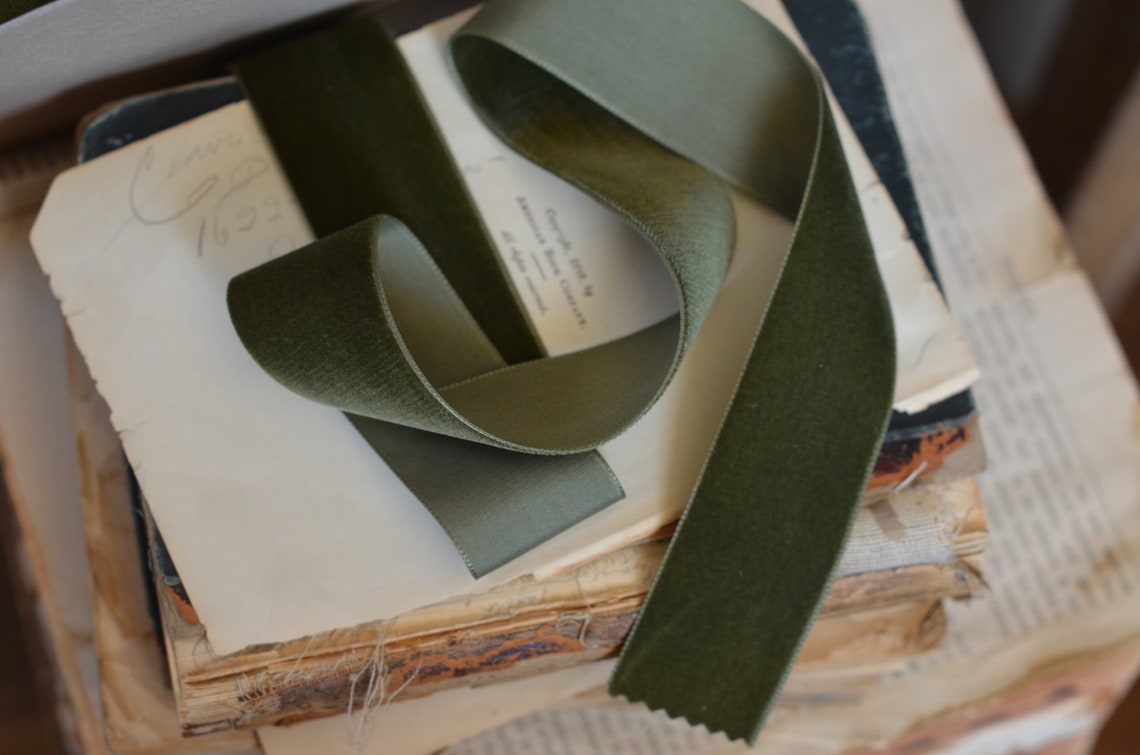 Loden Green 1 1/2 Swiss Velvet Ribbon - Etsy