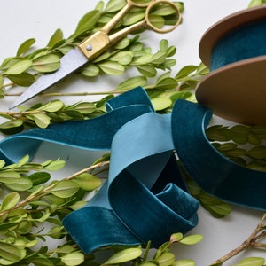 Peacock Blue Velvet 1" or 3/8" 10 Yard Spool - Etsy