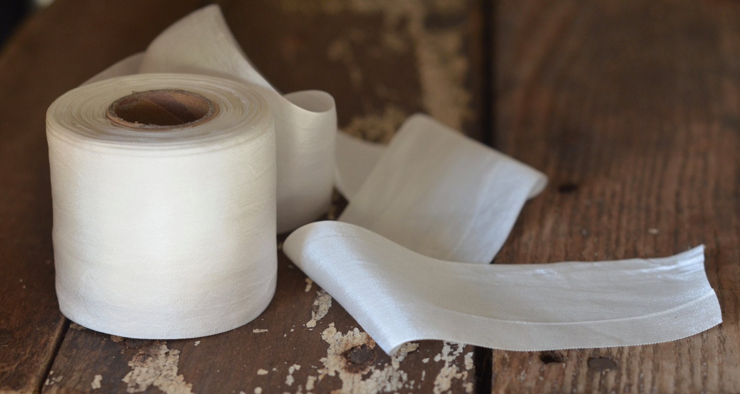 White 2 wide silk ribbon | Etsy