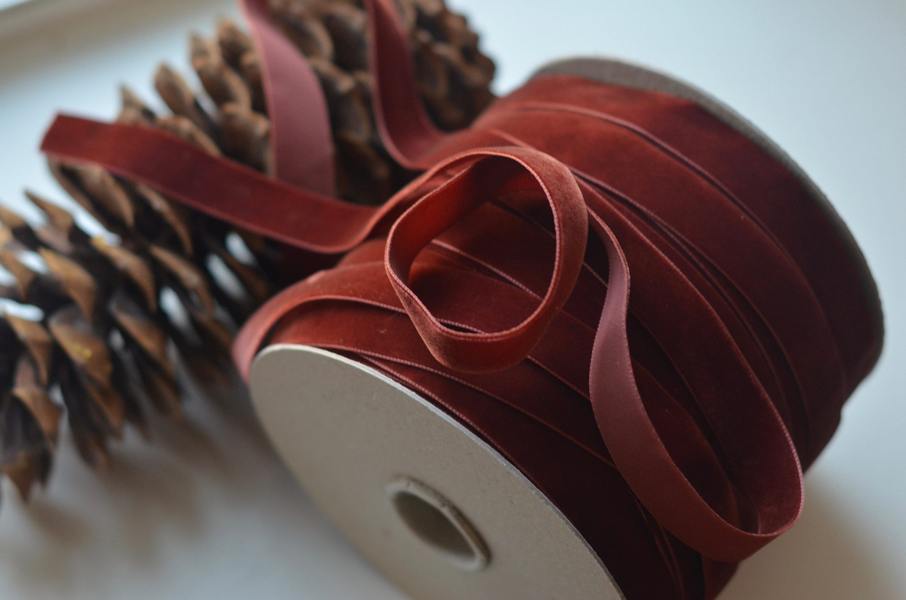 Burnt ruby swiss velvet 5/8 ribbon | Etsy