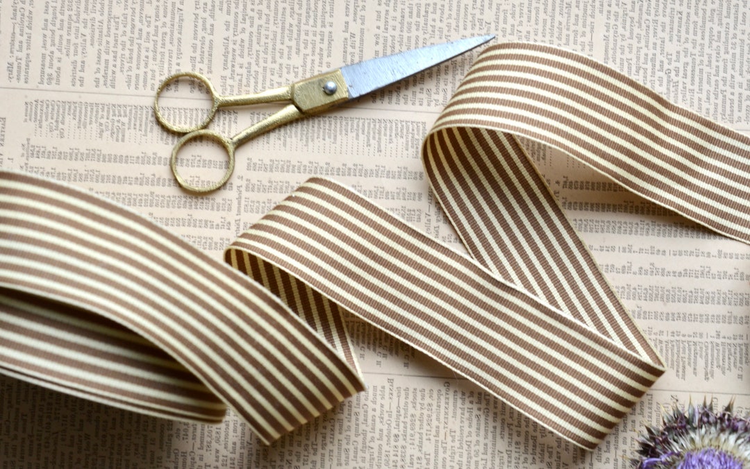 30 Yard Roll of Chocolate Brown and Cream Striped Grosgrain Ribbon - Etsy