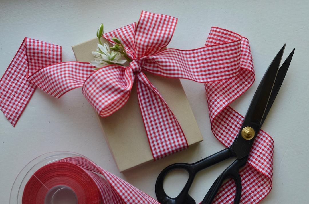 Red and White English Check Ribbon - Etsy