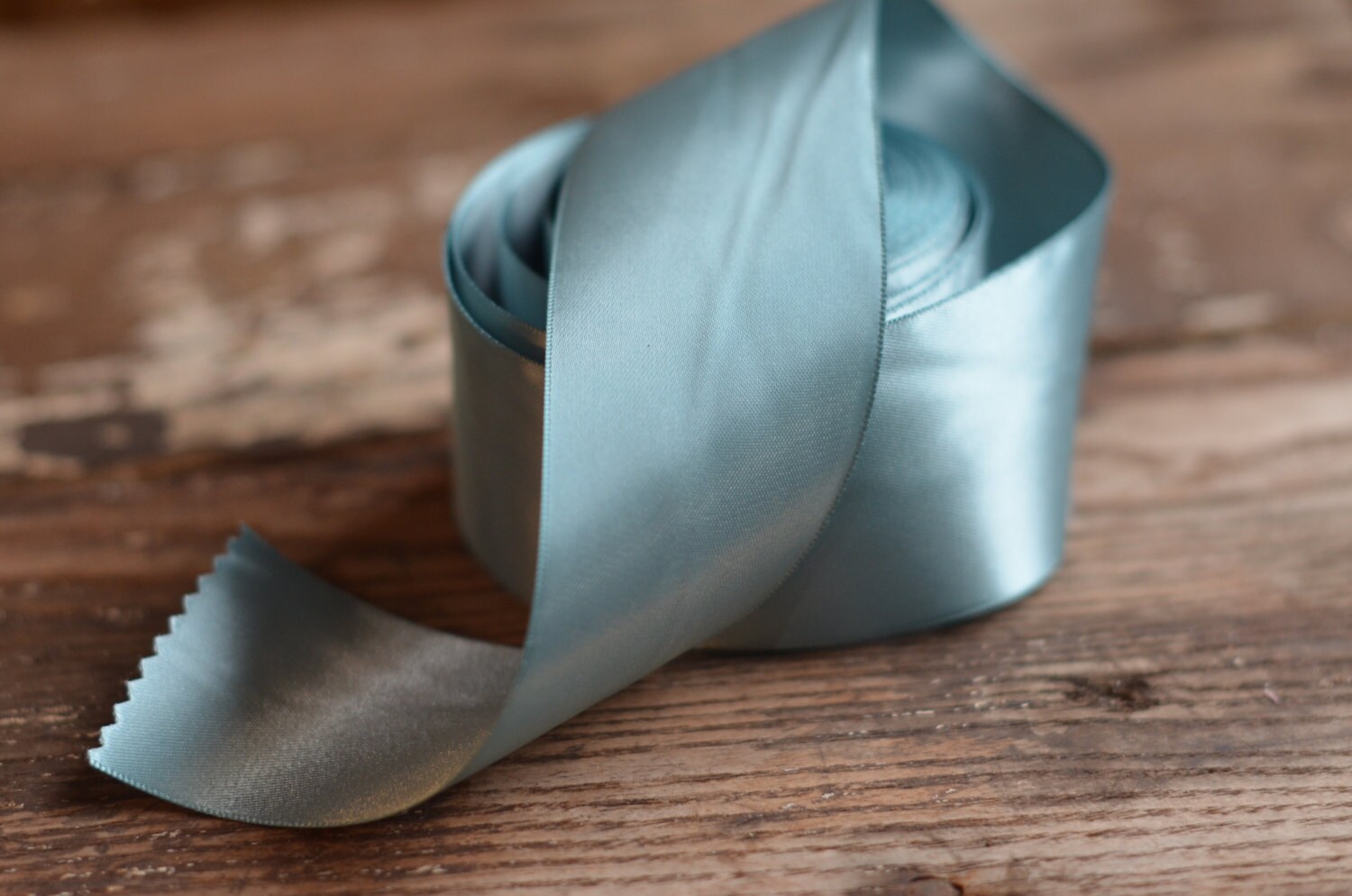 Faded jade green double face satin ribbon | Etsy