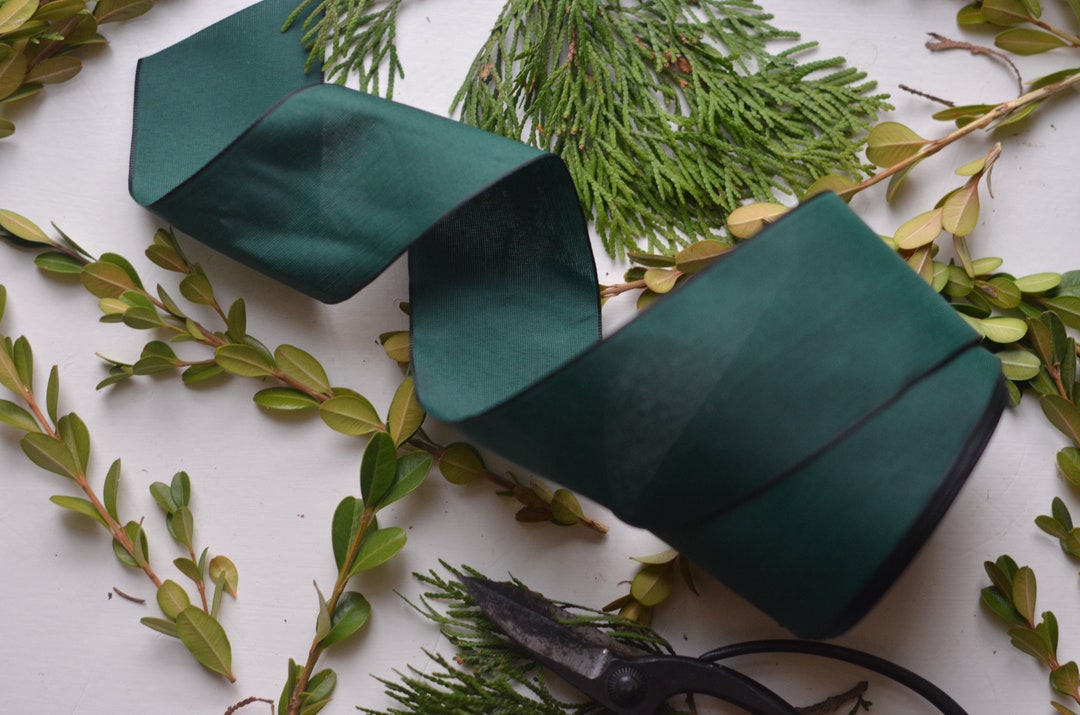 Hunter Green Taffeta French Wired Ribbon - Etsy