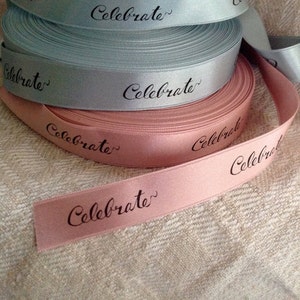 Sky Blue Satin Ribbon With Black Printed Celebrate - Etsy