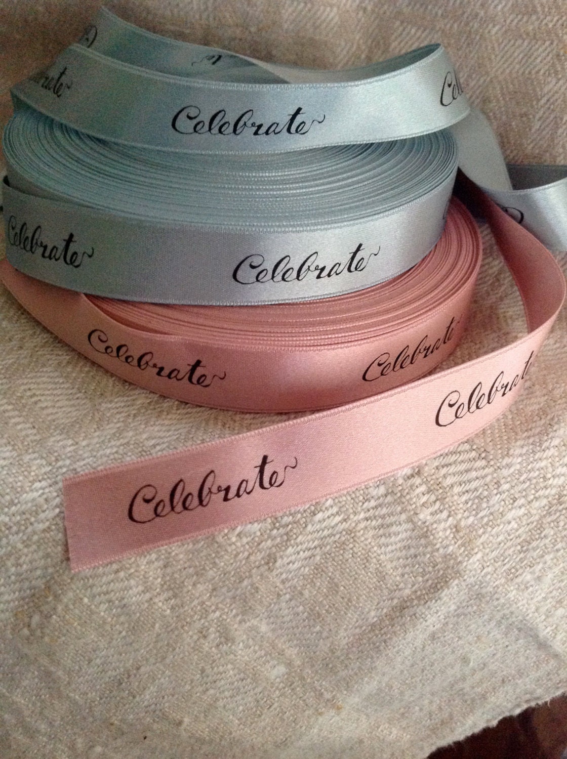 Sky Blue Satin Ribbon With Black Printed Celebrate - Etsy