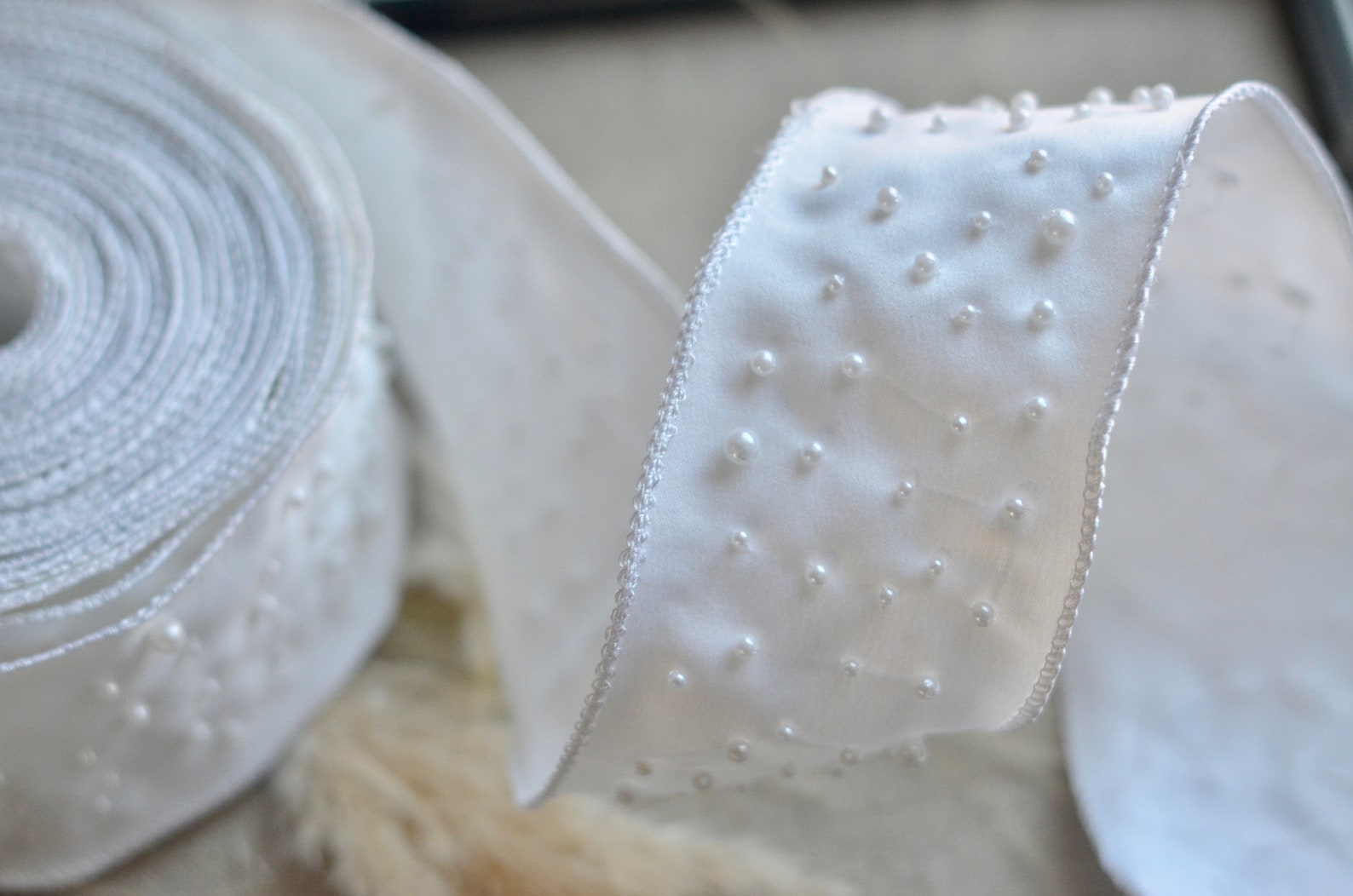 2 Yards of White Pearl 2 1/2 Ribbon - Etsy