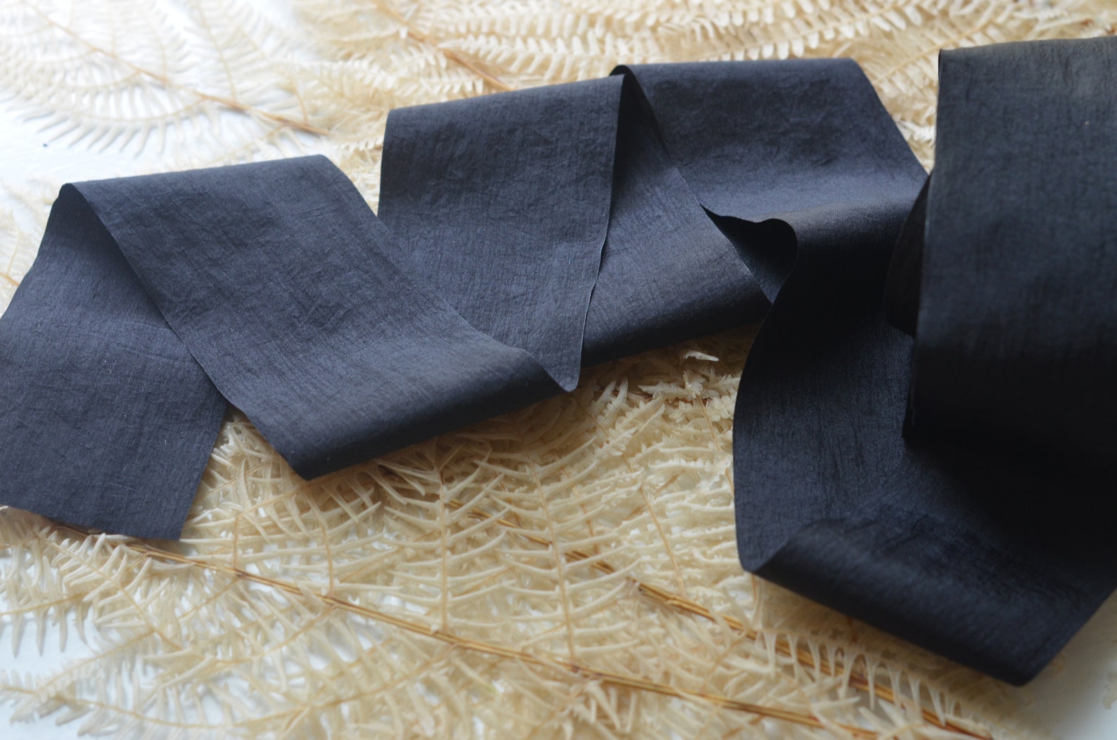 Black Crinkled 2 1/2" Wide Ribbon - Etsy