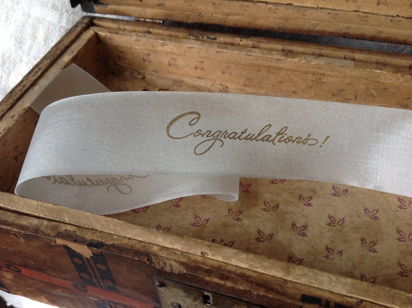 Congratulations Ribbon Gold and Ivory Sheer Ribbon | Etsy