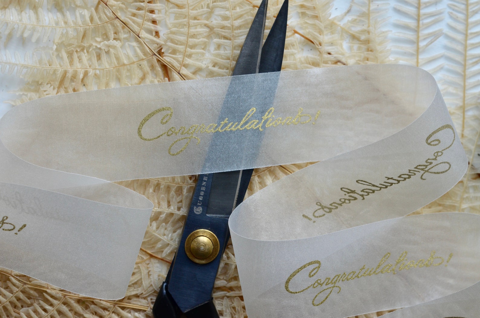 Congratulations Ribbon Gold and Ivory Sheer Ribbon | Etsy