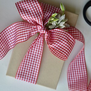 Red and White English Check Ribbon - Etsy
