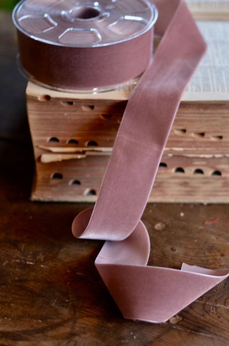 Dusty Rose Mauve 2 Wide Swiss Velvet Ribbon - Etsy