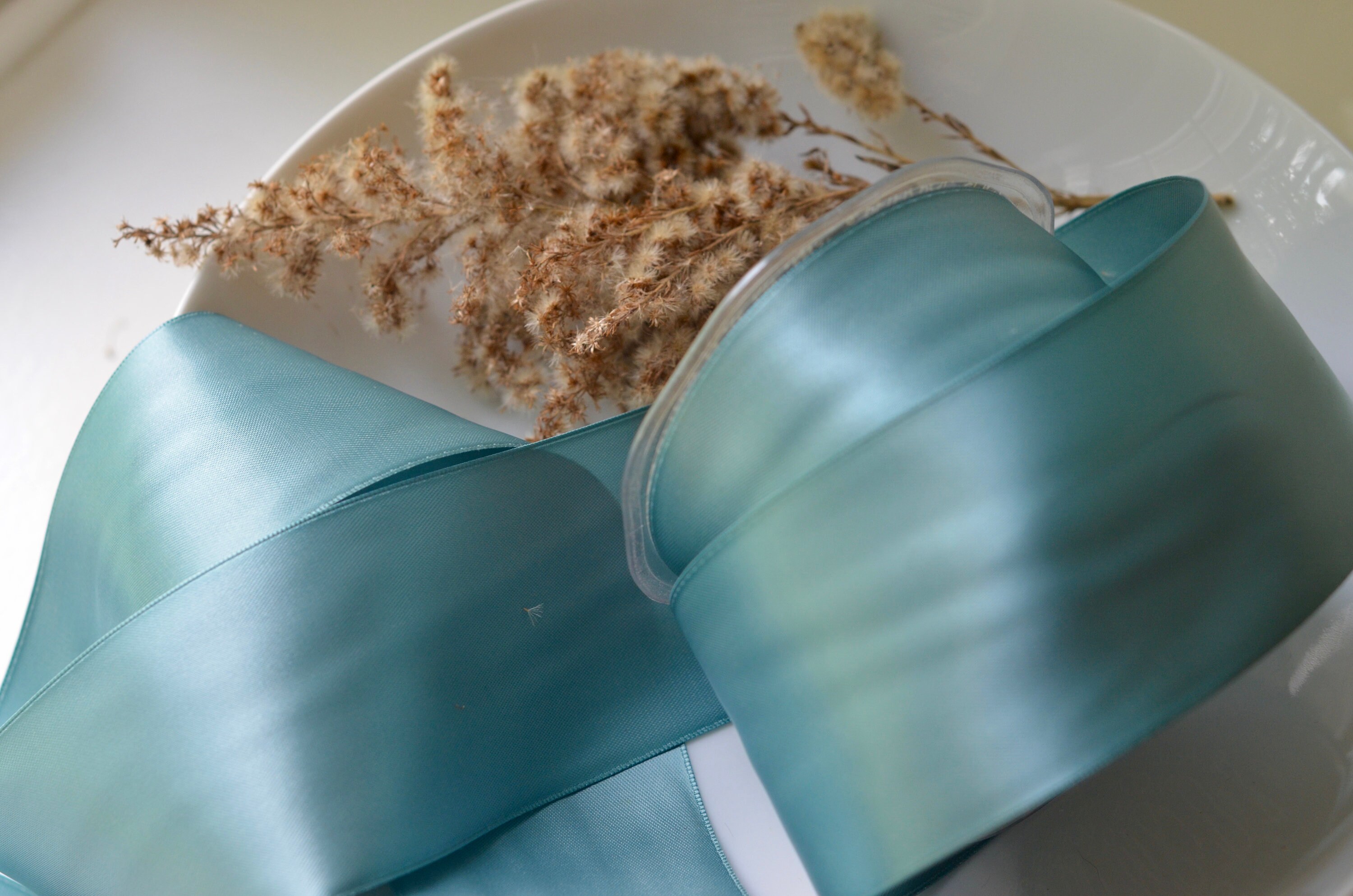 Faded jade green double face satin ribbon | Etsy