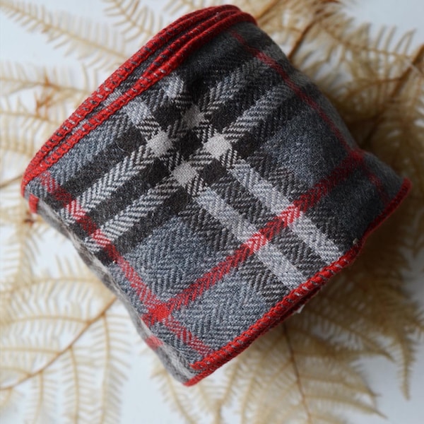 Gray Plaid Ribbon - Etsy