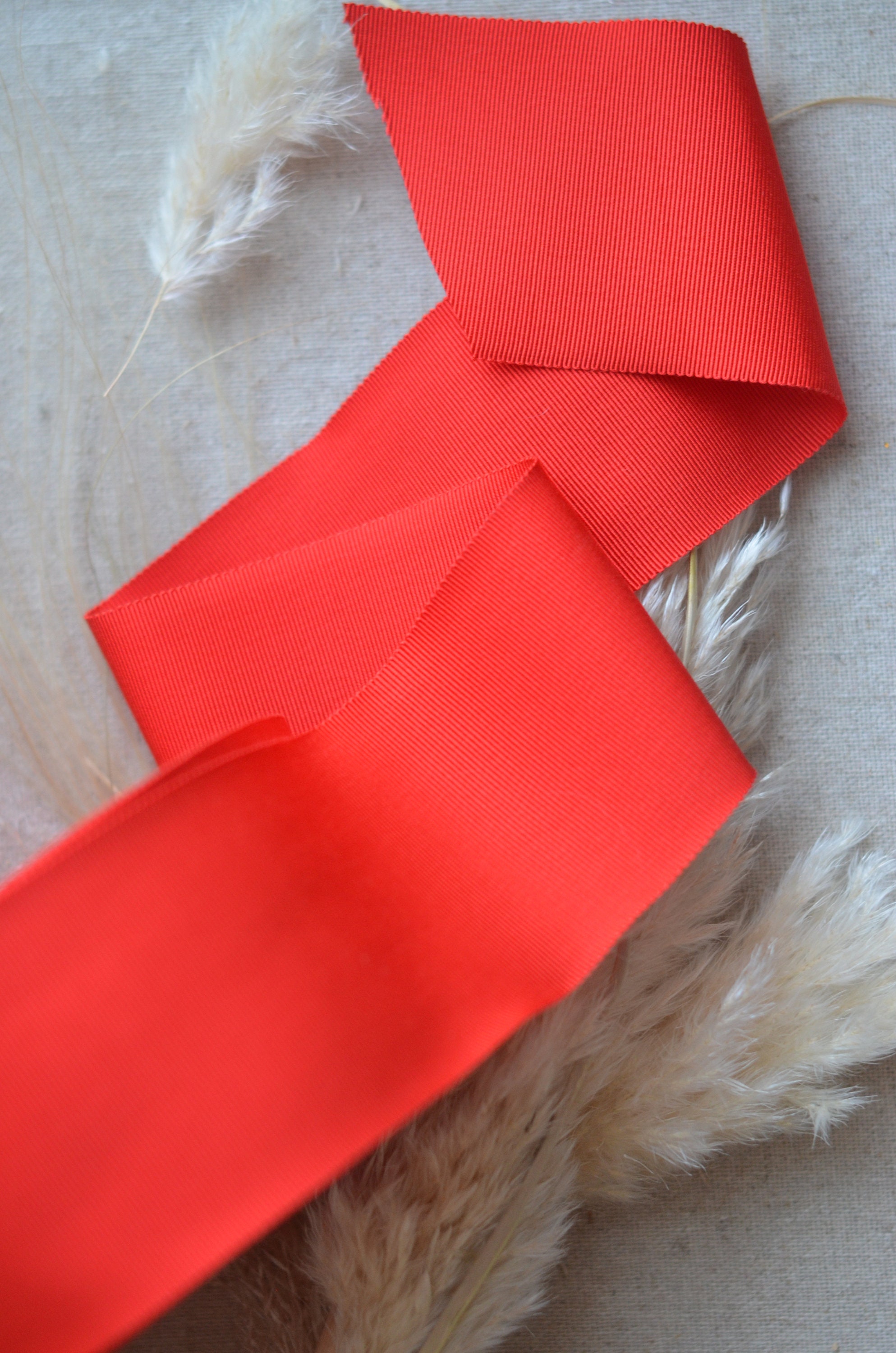 Bright poppy 3 wide washed petersham ribbon | Etsy