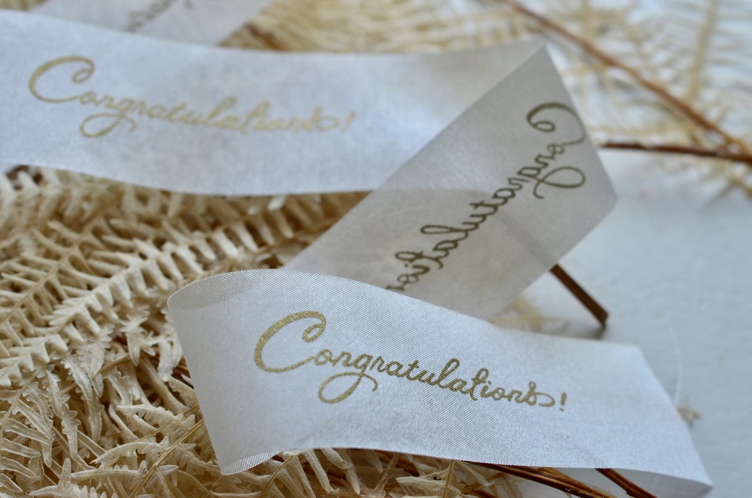 Congratulations Ribbon Gold and Ivory Sheer Ribbon - Etsy