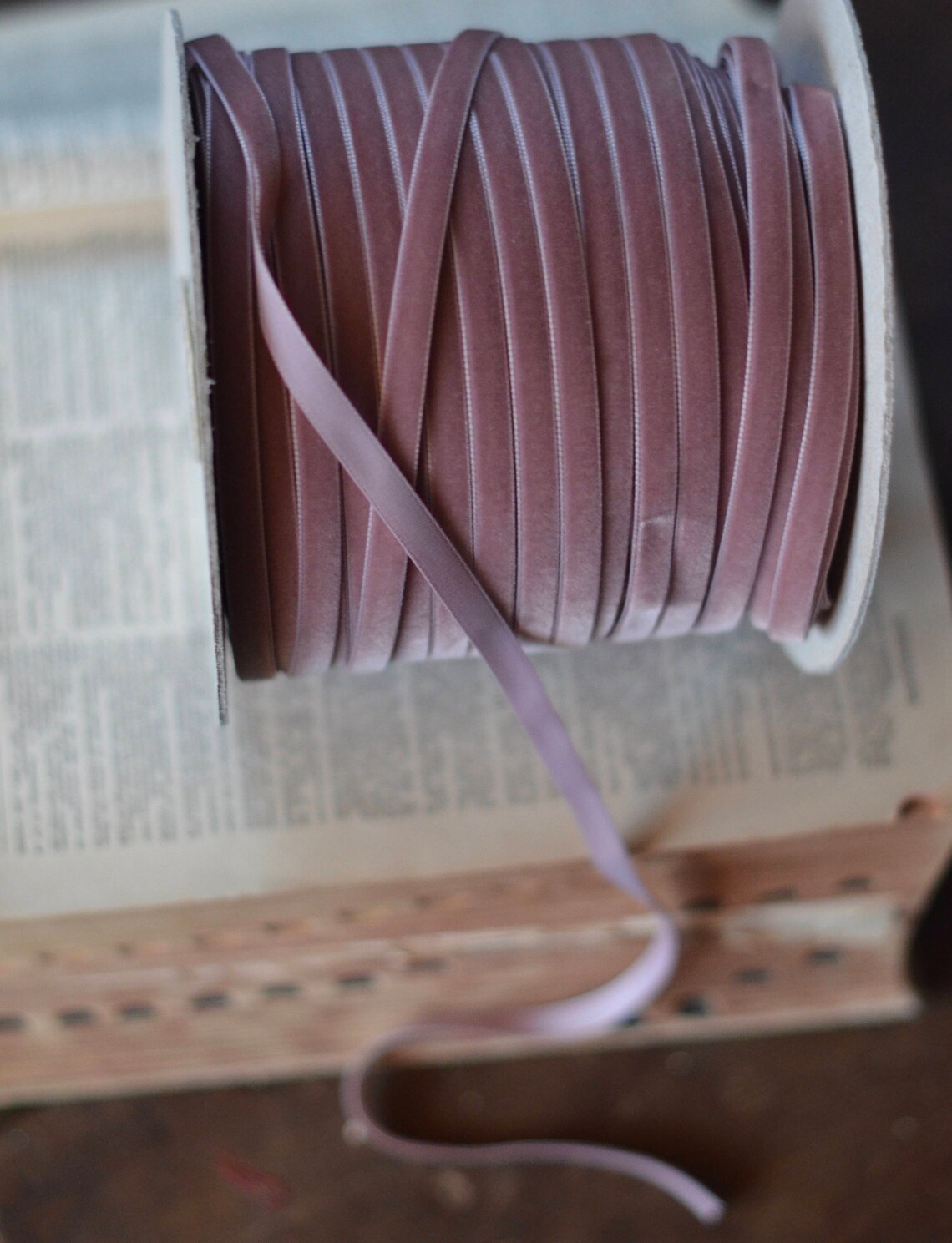 Dusty mauve 3/8 swiss velvet ribbon | Etsy