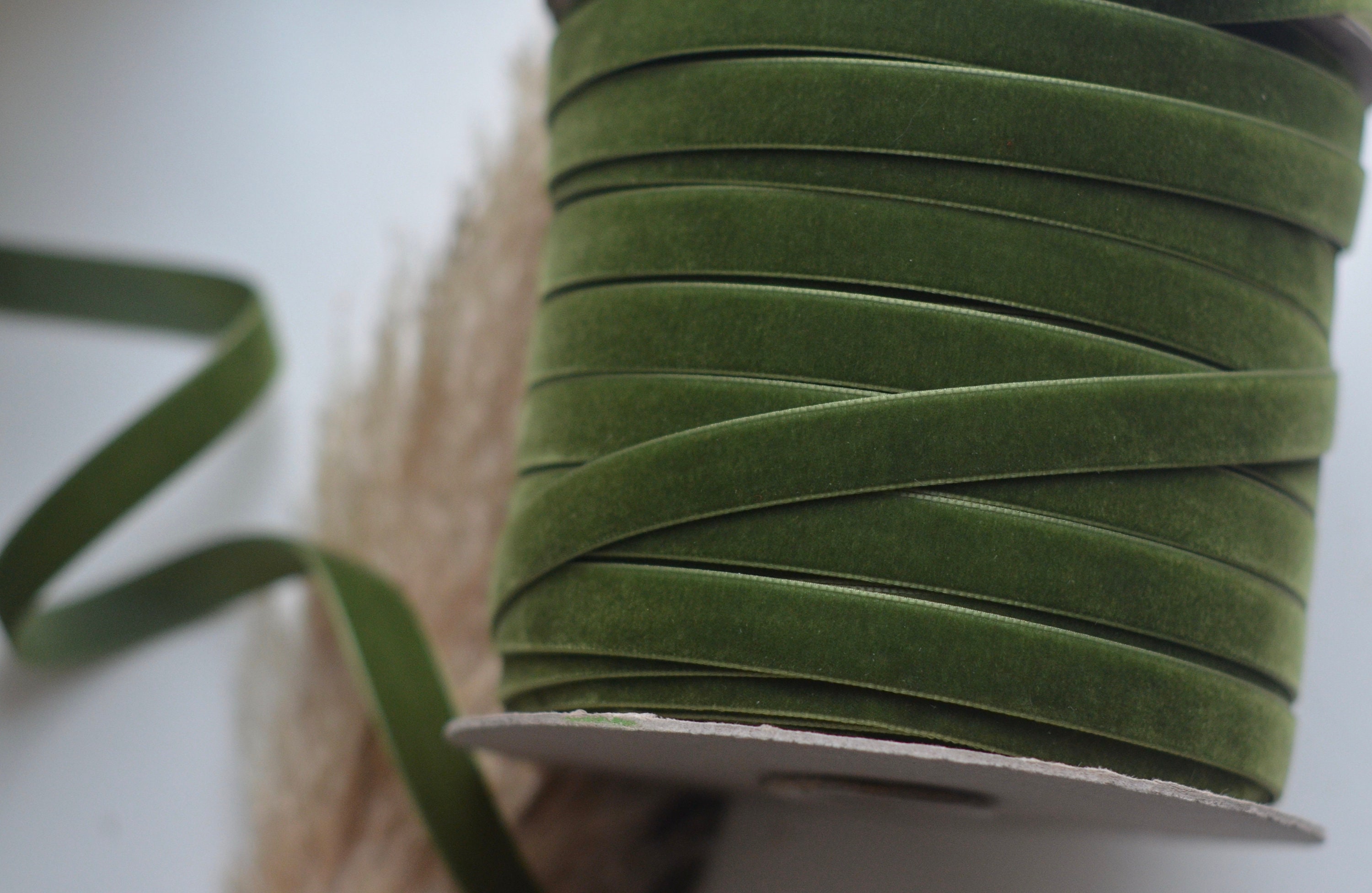 Mossy olive green swiss velvet 5/8 ribbon | Etsy