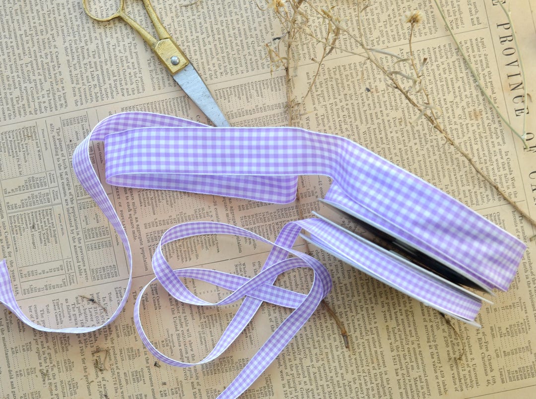 Lavender and White Check Taffeta 1 1/2", 1" or 3/8" Ribbon - Etsy UK