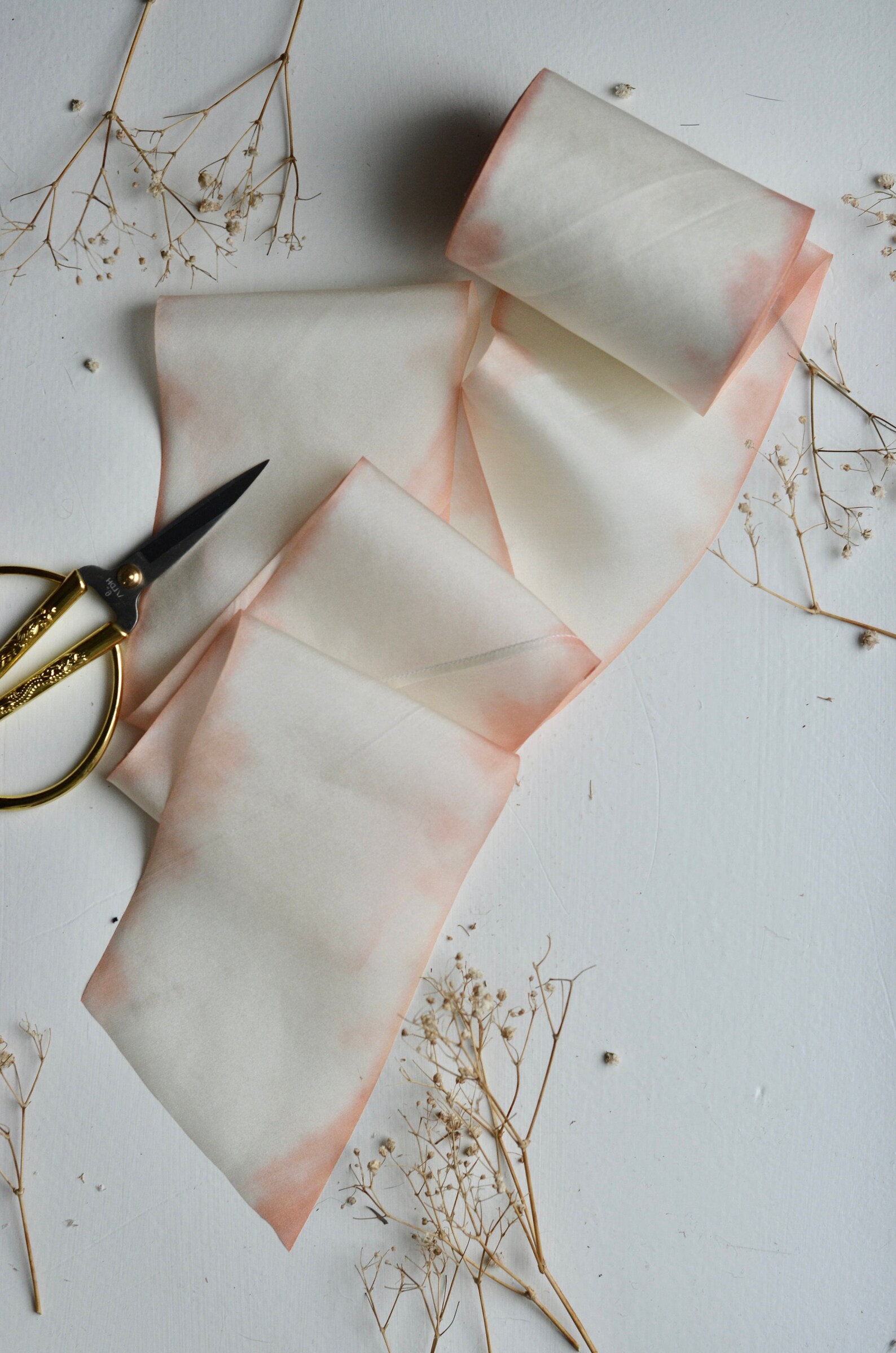 Peaches and Cream 4" Hand Dyed Silk Ribbon - Etsy