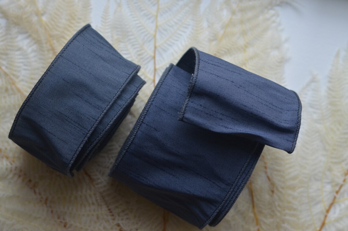 10 Yard Roll of Dark Denim Wired Ribbon - Etsy