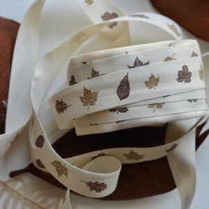Autumn Leaves Printed Cotton Ribbon - Etsy