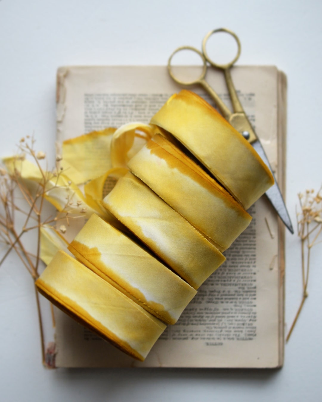 Yarrow Yellow Hand Dyed 1" Wide Silk Ribbon - Etsy