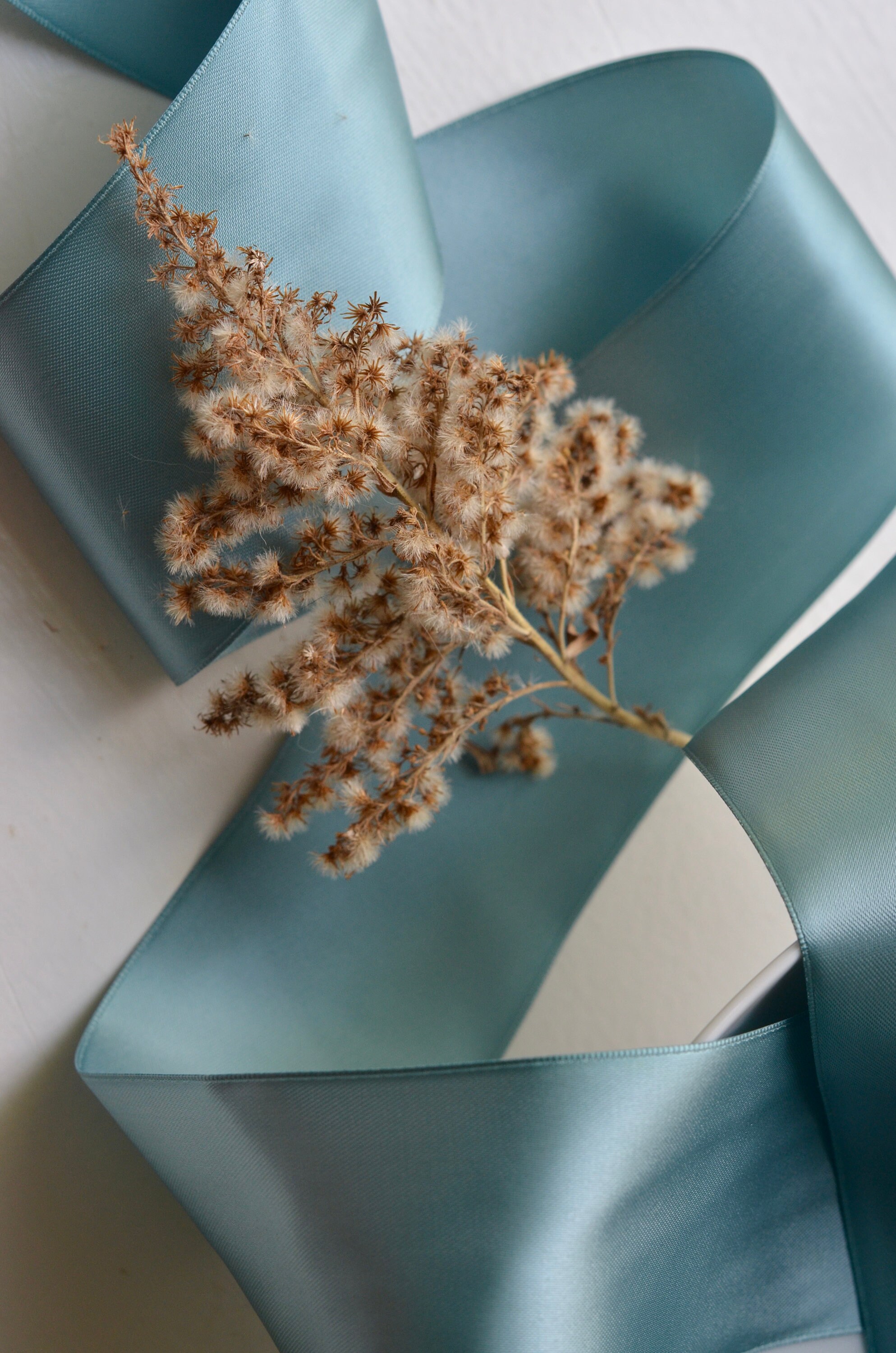 Faded jade green double face satin ribbon | Etsy