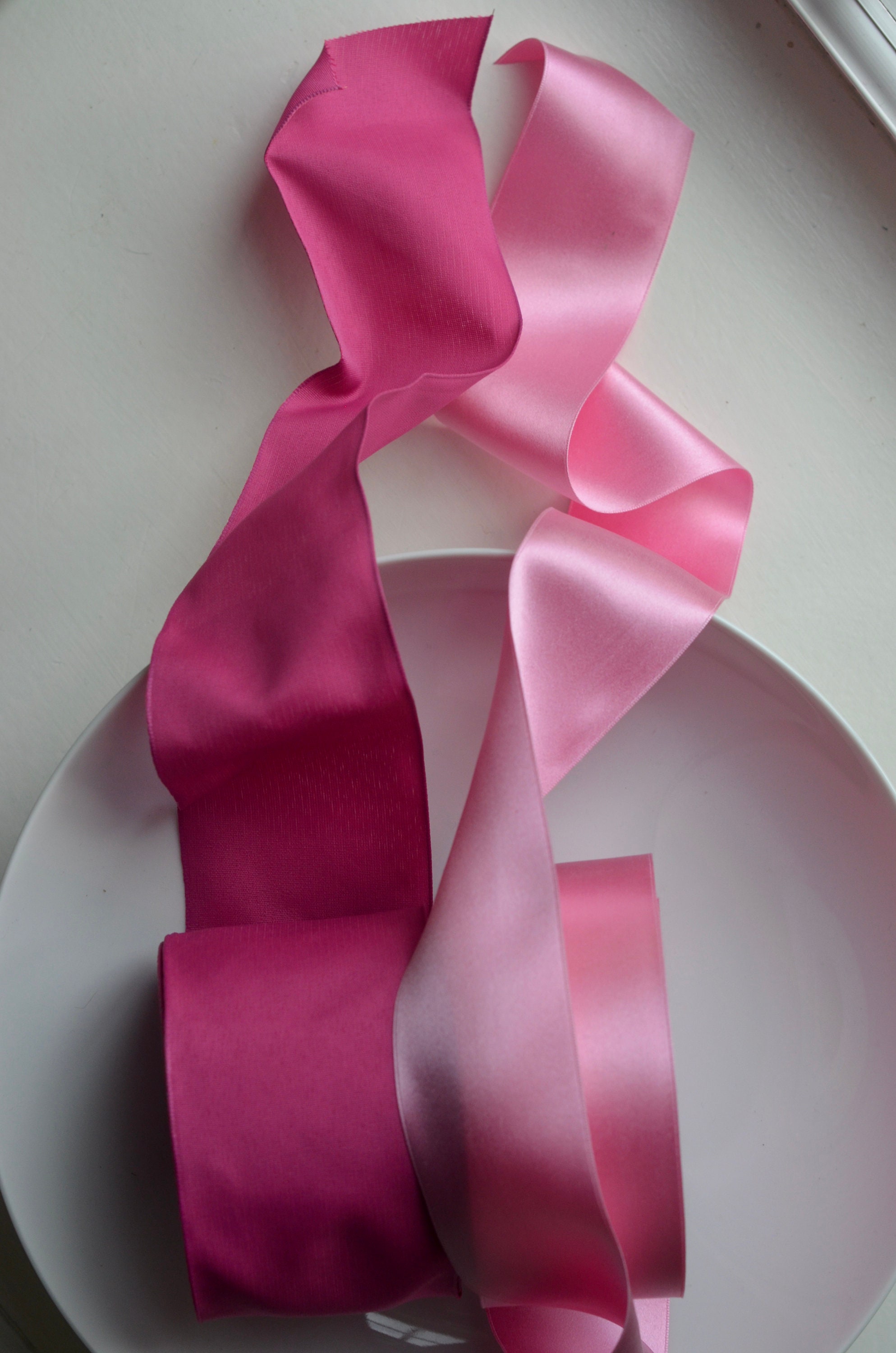 Peony pink silk satin 2 wide ribbon | Etsy