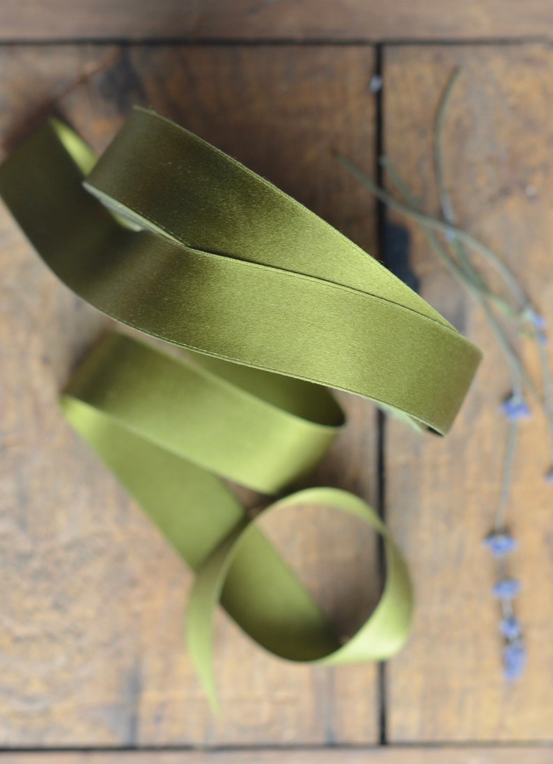 Olive Green Silk Satin Ribbon | Etsy