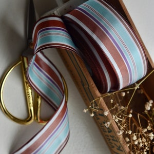 Mocha and Aqua Striped Ribbon - Etsy