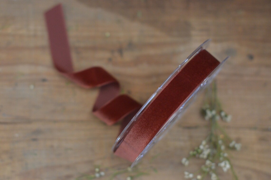 Burnt ruby red 7/8 wide swiss velvet | Etsy