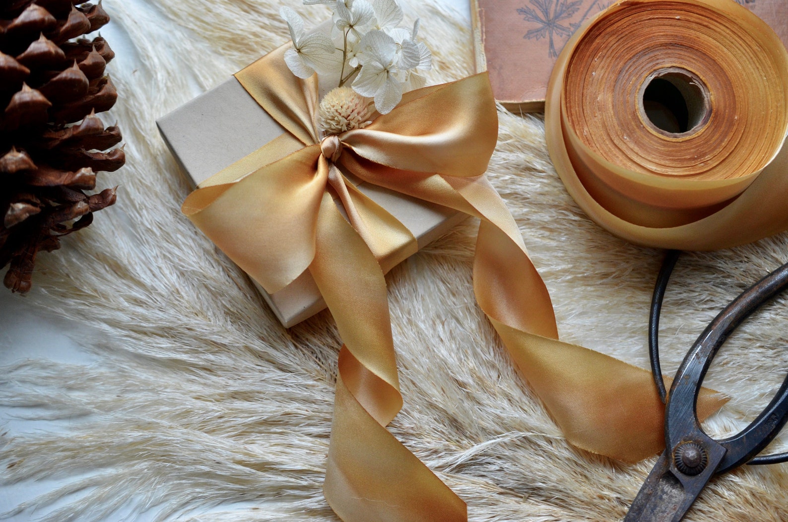 Whiskey Sour Gold Hand Dyed 1 1/2 Wide Silk Satin Ribbon - Etsy