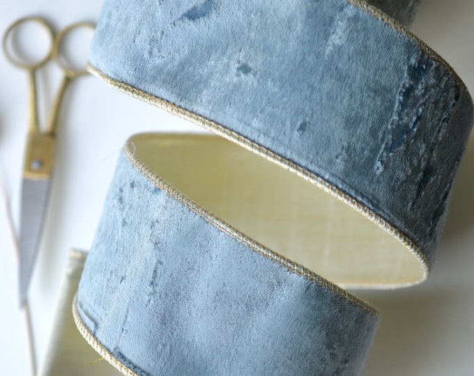 Dusty French Blue Crushed Velvet Wired Ribbon - Etsy