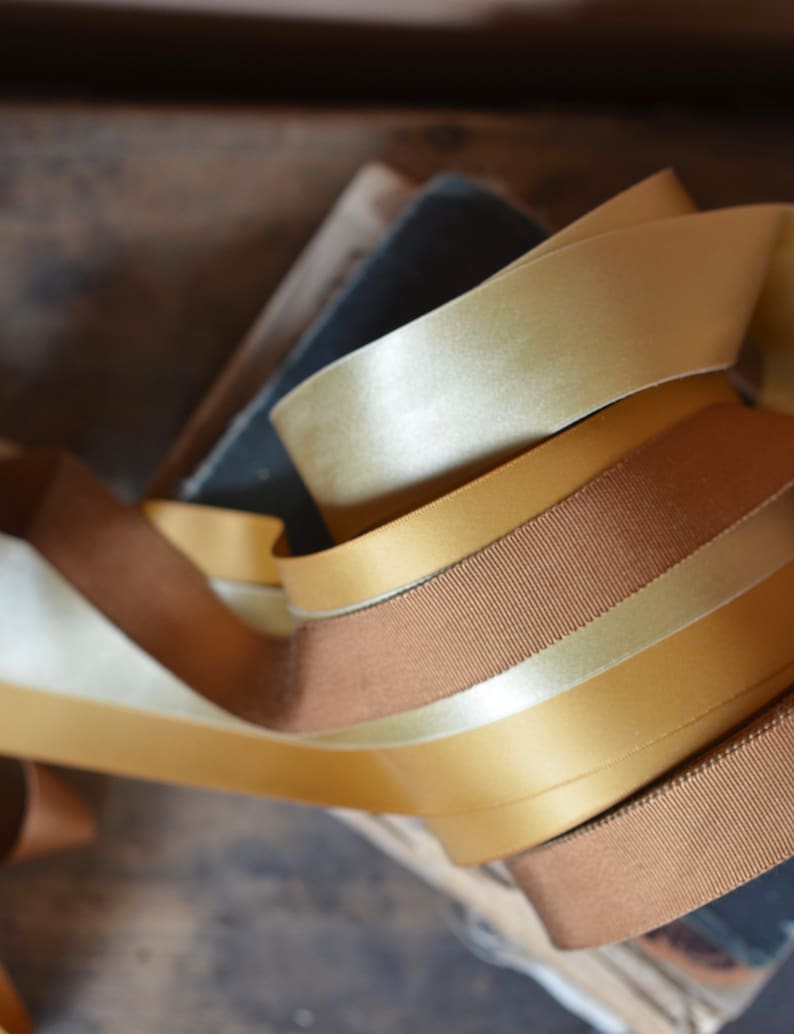 Spun Gold Silk Satin Ribbon | Etsy