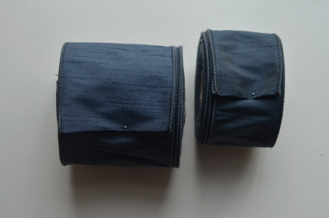 10 Yard Roll of Dark Denim Wired Ribbon | Etsy